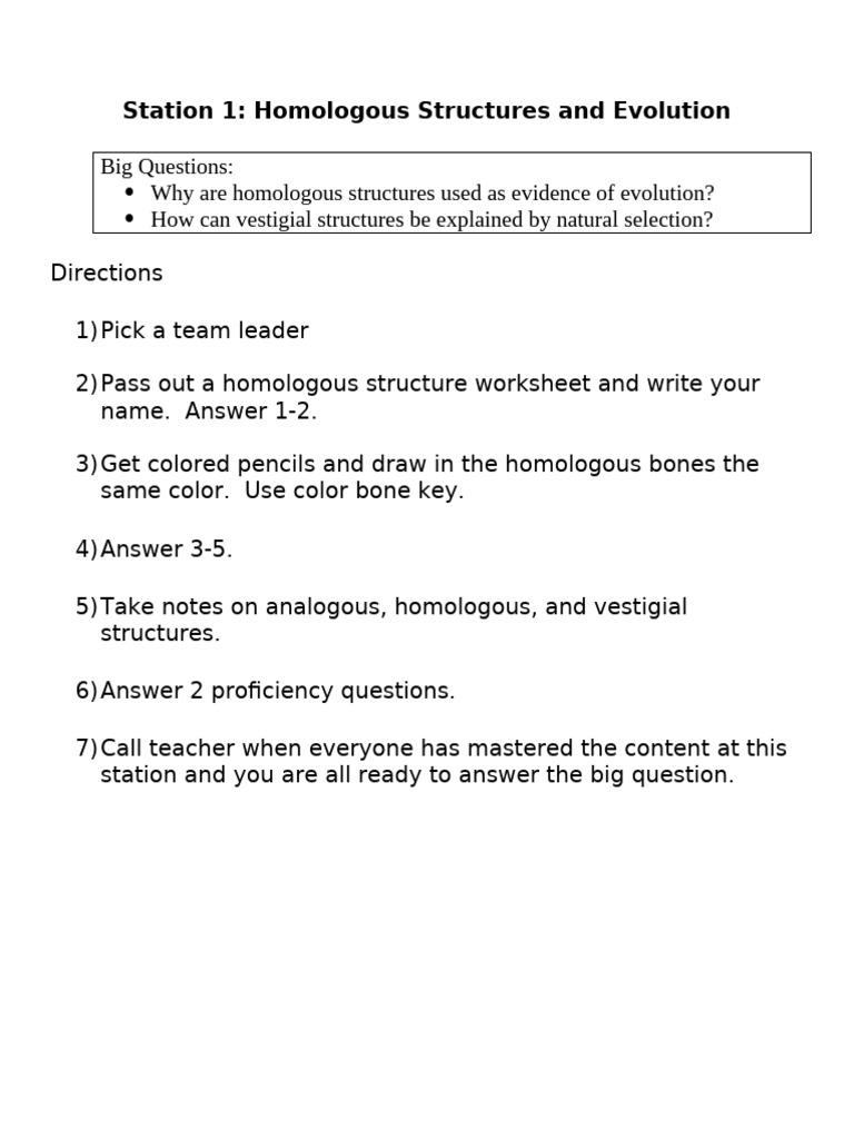Homologous Structures Activity | PDF | Homology (Biology)