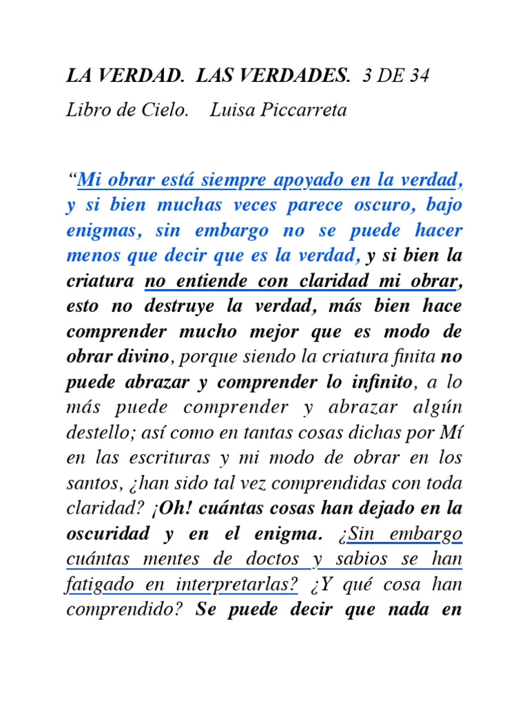 La Verdad. Las Verdades. 3 de 34. Libro de Cielo | PDF | Verdad
