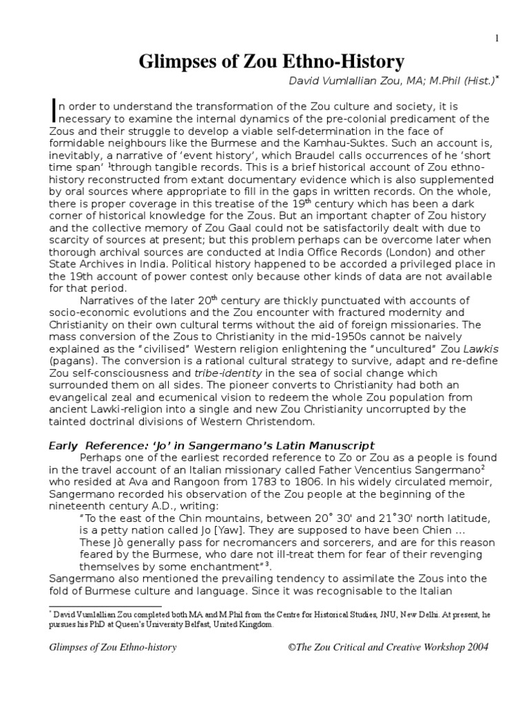 Glimpses of Zou Ethnohistory | PDF | History | Religion & Spirituality