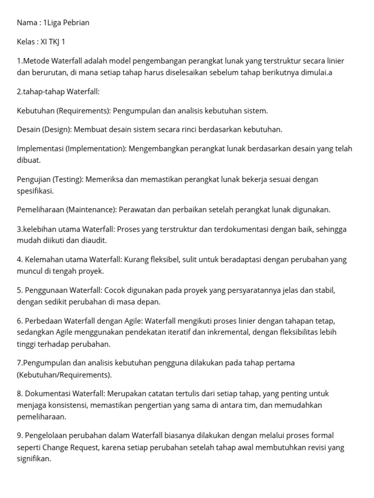 Metode Waterfall Adalah Model Pengembangan Perangkat Lunak Yang ...