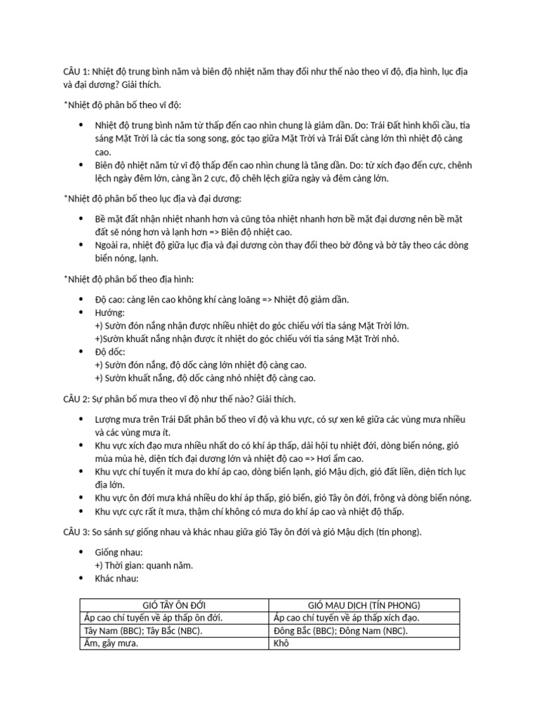 ĐỊA CUỐI HK1 10 | PDF