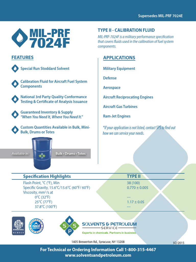 Mil PRF 7024f Calibration Fluid | PDF | Distillation | Chemical Substances