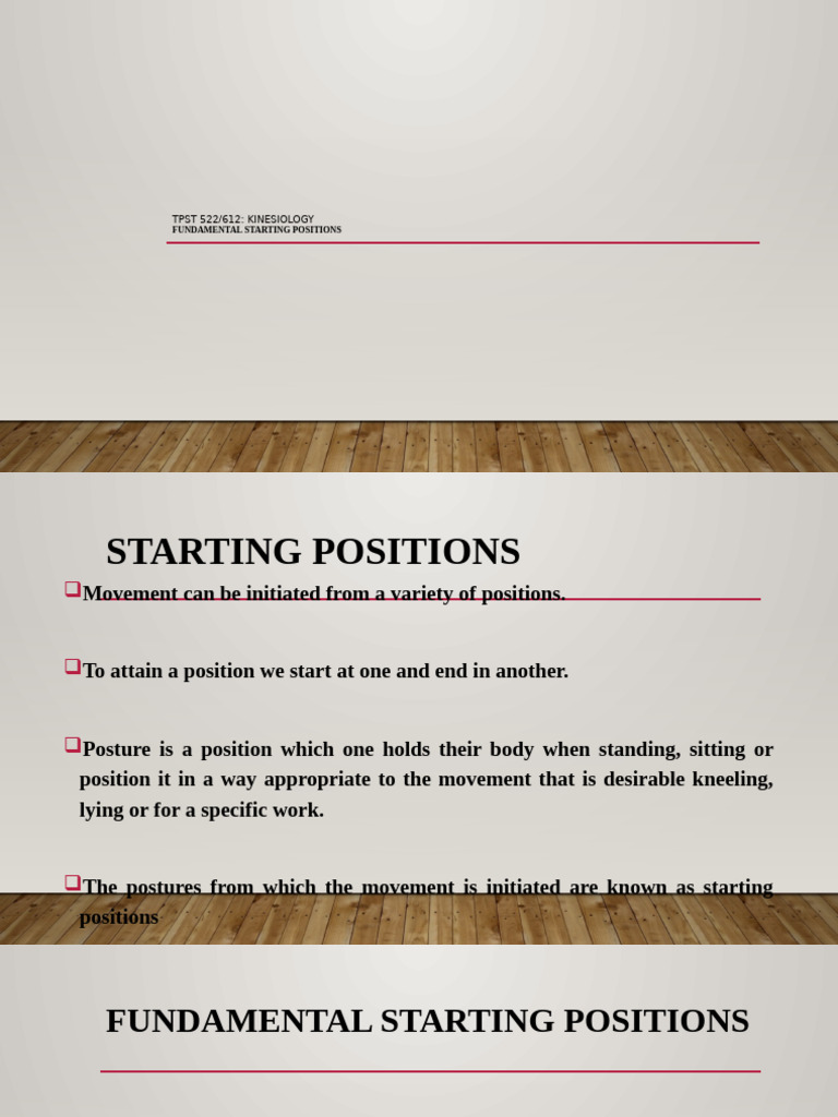 Fundamental Starting Positions in Kinesiology | PDF | Human Leg ...