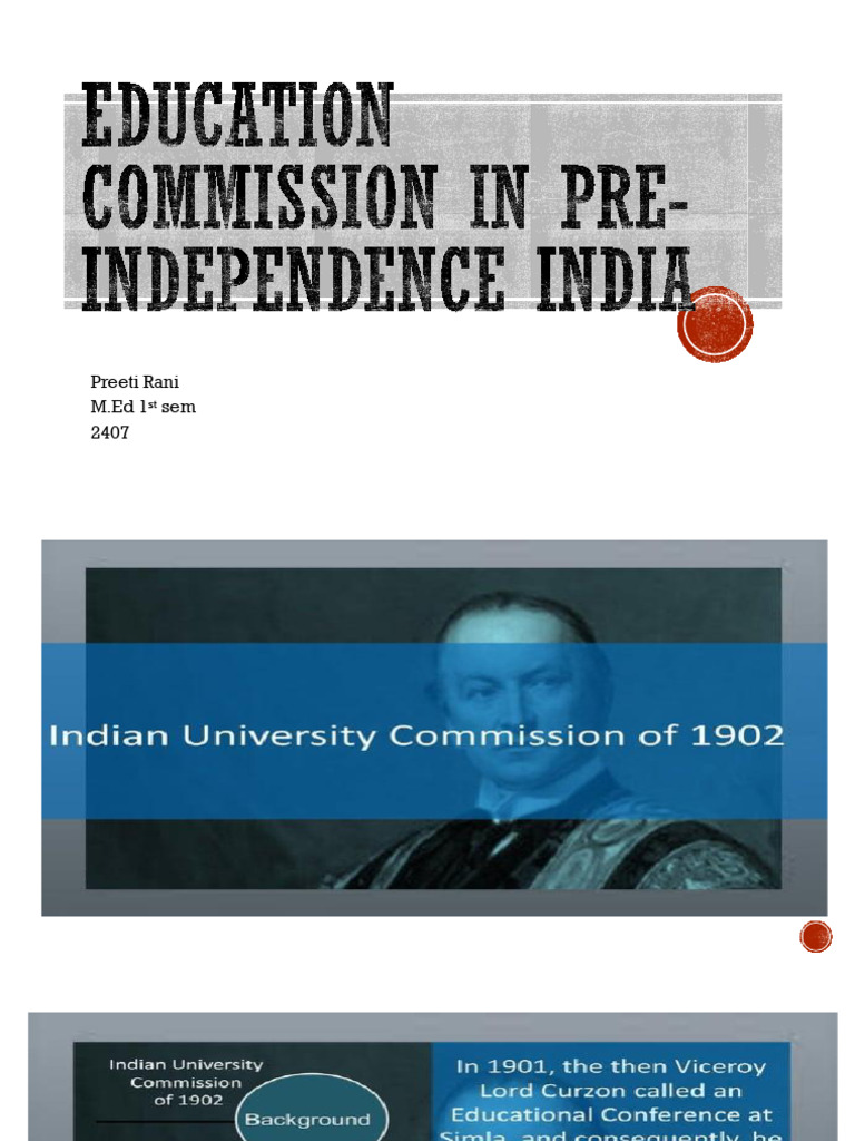 Education Commission in Pre-Independence in India | PDF