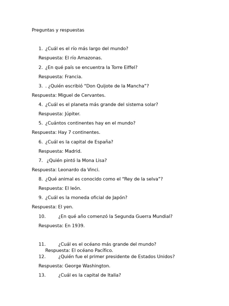 Preguntas y respuestas de cultura general | PDF | Rusia | Política mundial