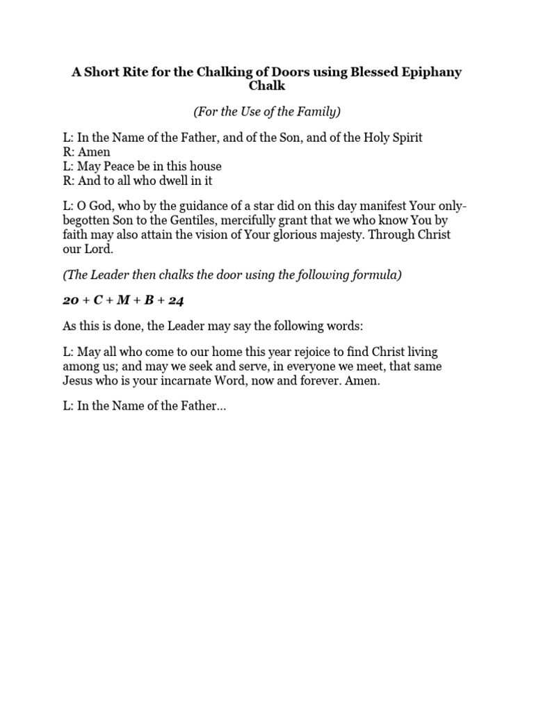 Chalking the Door Blessing 2025 | PDF