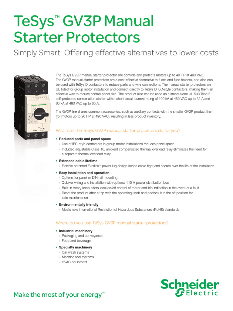 GV3P 2520HO1101 | PDF | Fuse (Electrical) | Relay