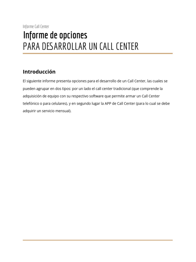 Opciones para Desarrollar un Call Center | PDF | Centro de llamadas ...