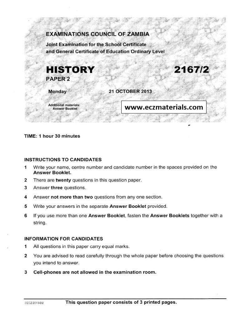 2013 History Paper 2 Past Paper | PDF