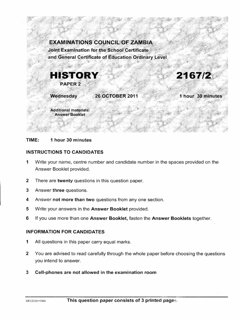 2011 History Paper 2 Past Paper | PDF