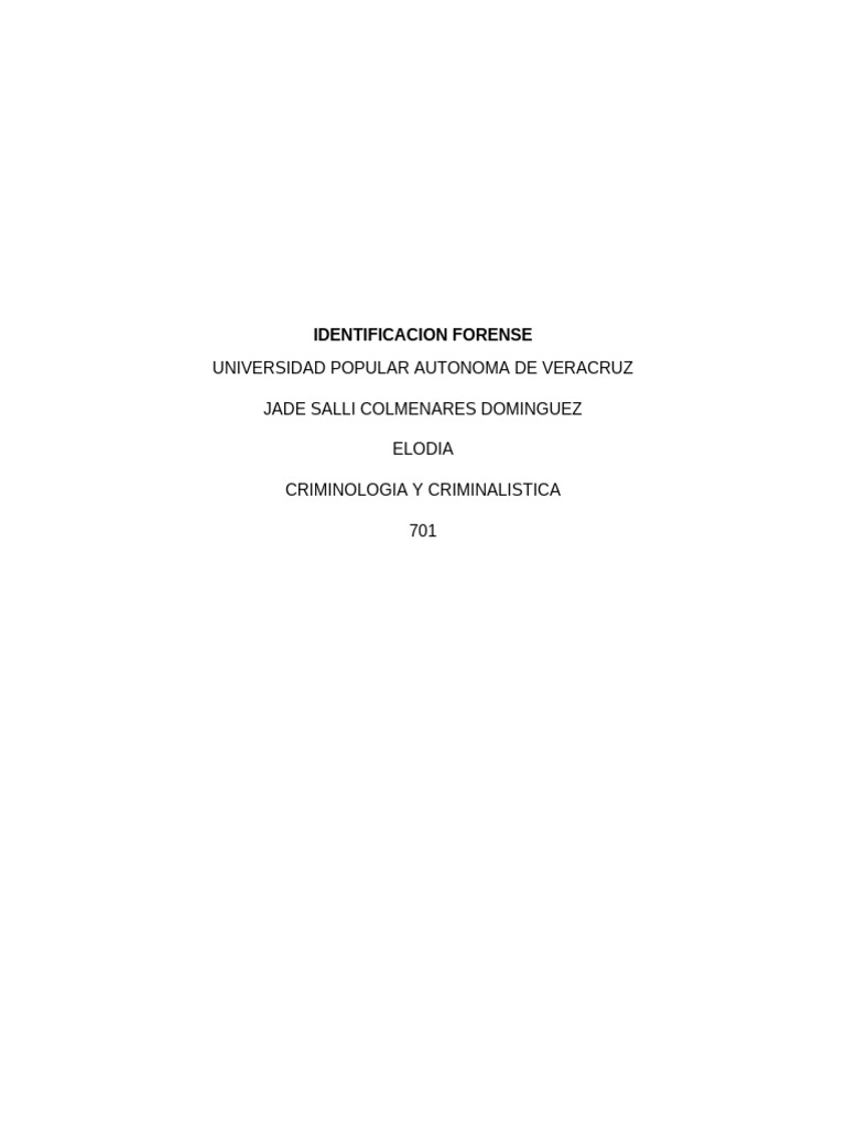 Identificacion Forense (Autoguardado).Docx2 | PDF | Ciencia forense | Huella dactilar