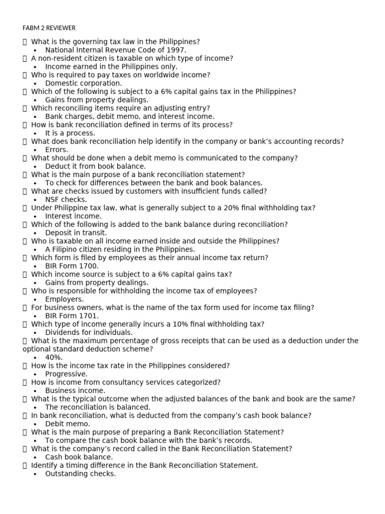 Bf Fabm 2 Reviewer | PDF | Investing | Expense