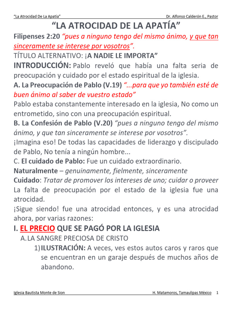 La Atrocidad de la Apatía en la Iglesia | PDF | Cristo (título ...