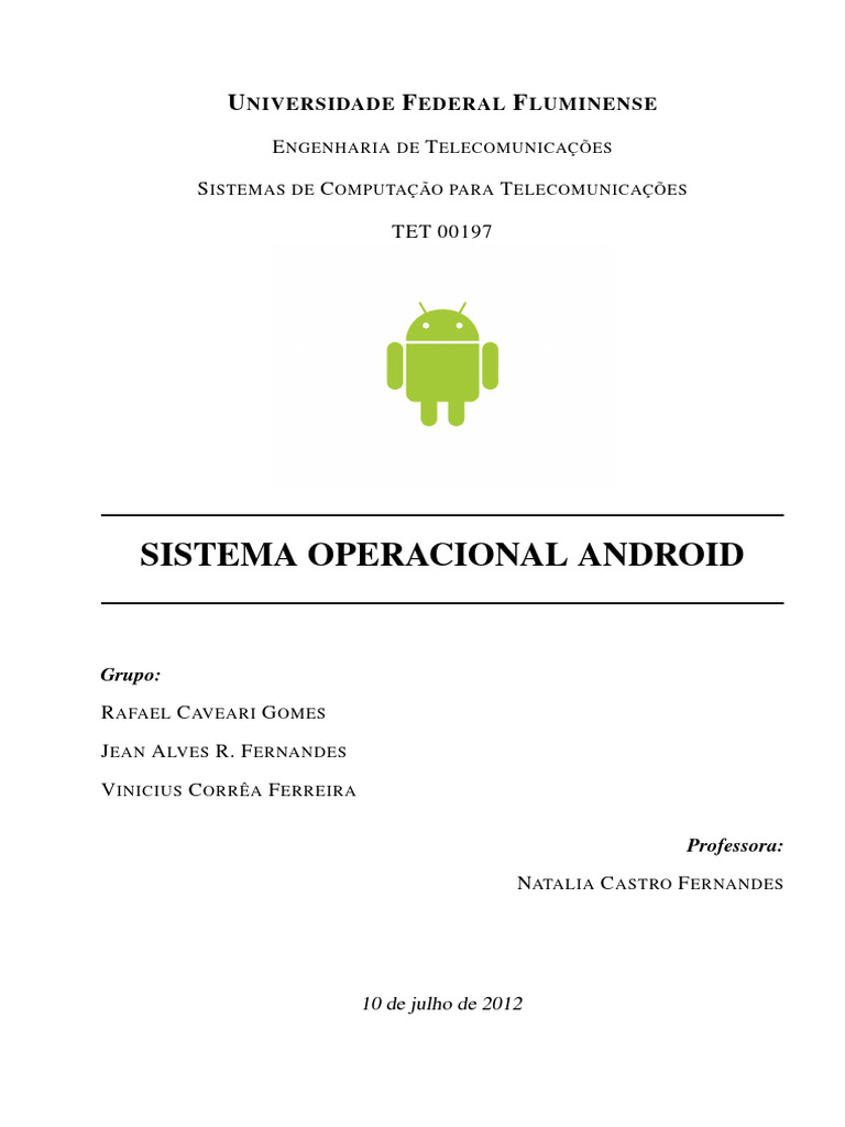 Sistema Operacional Android | PDF | Android (sistema operacional) | Kernel (sistema operacional)