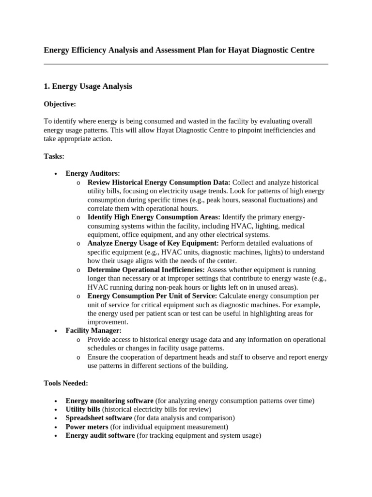 Energy Efficiency Plan for Hayat Centre | PDF | Energy Conservation ...