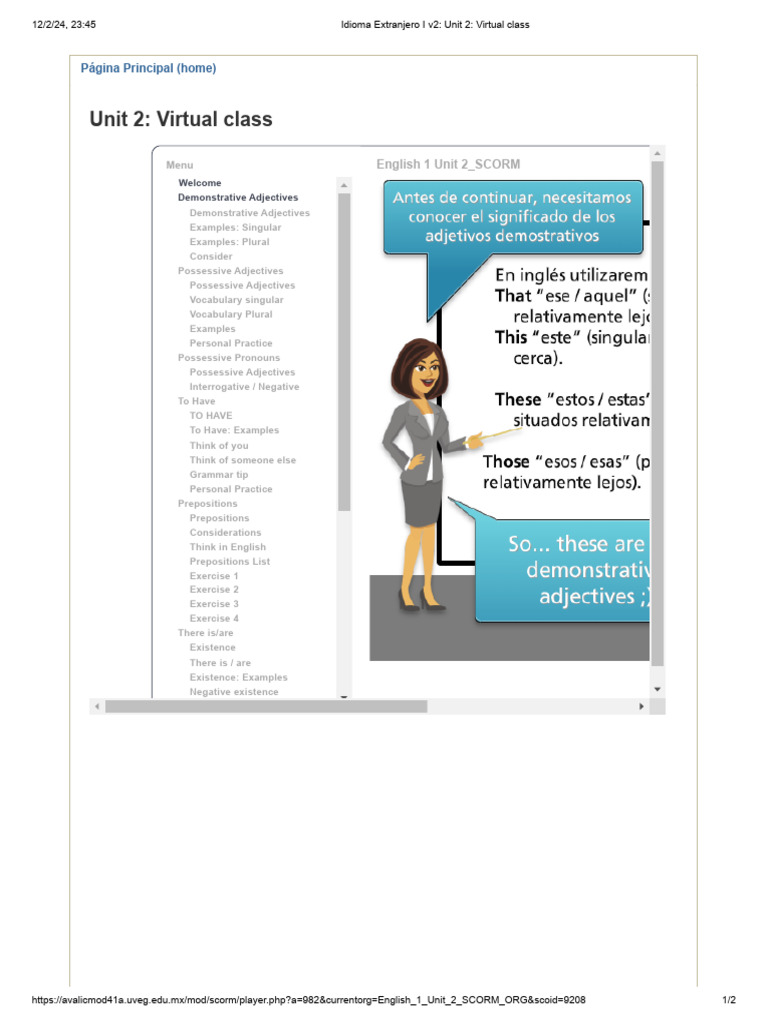 Idioma Extranjero I v2_ Unit 2_ Virtual class | PDF