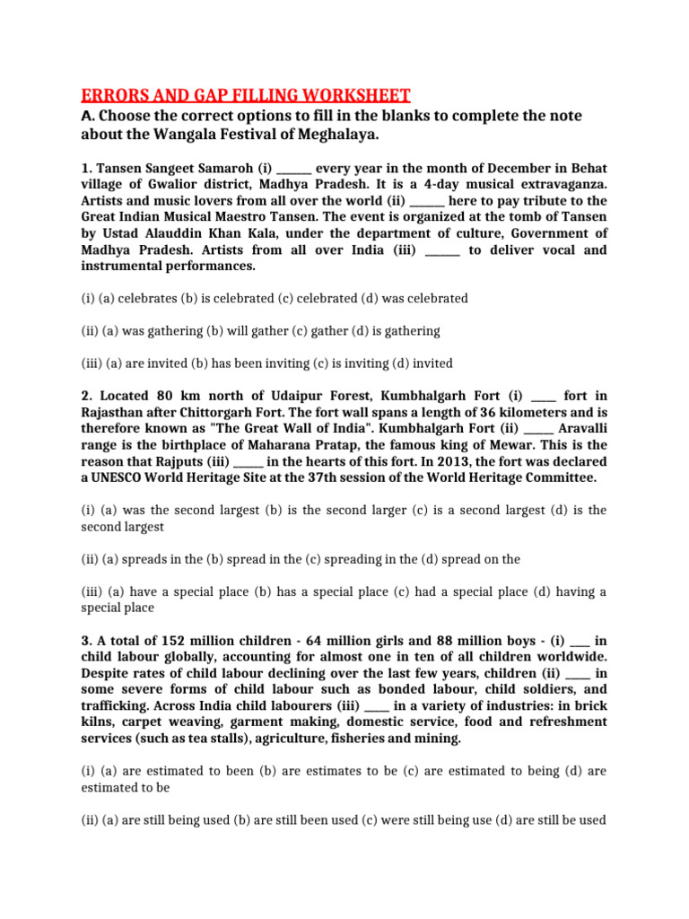 Errors and Gap Filling Worksheet Class 10TH | PDF | Greenhouse Effect ...