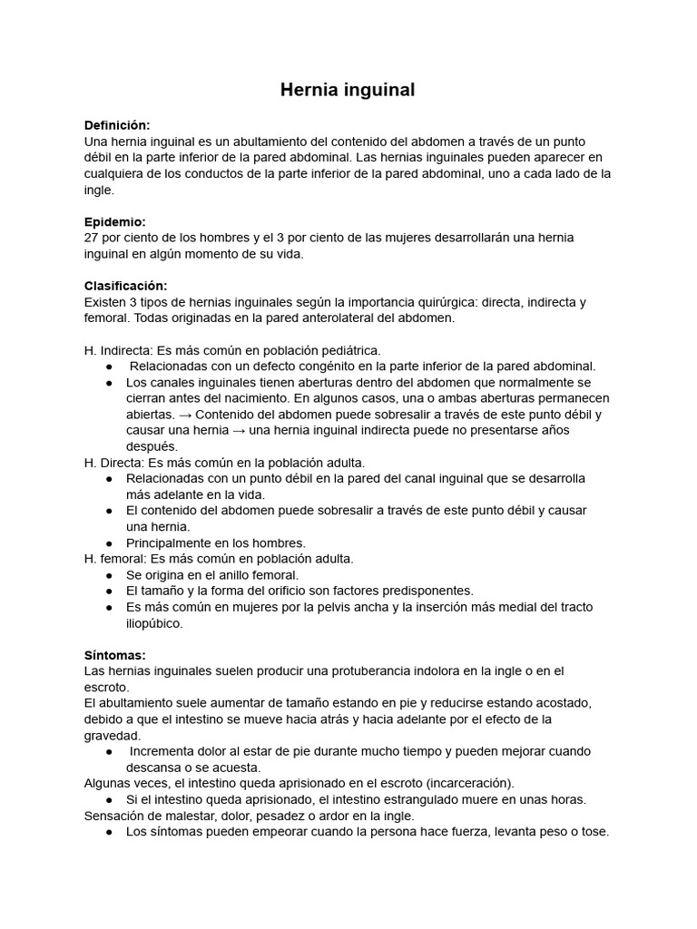 Hernia Inguinal | PDF | Especialidades Medicas | Enfermedades y trastornos