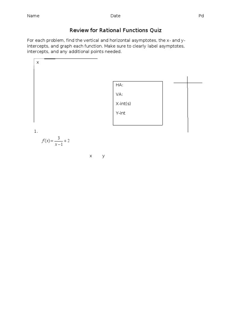 Review For Rational Functions Quiz | PDF | Teaching Methods & Materials