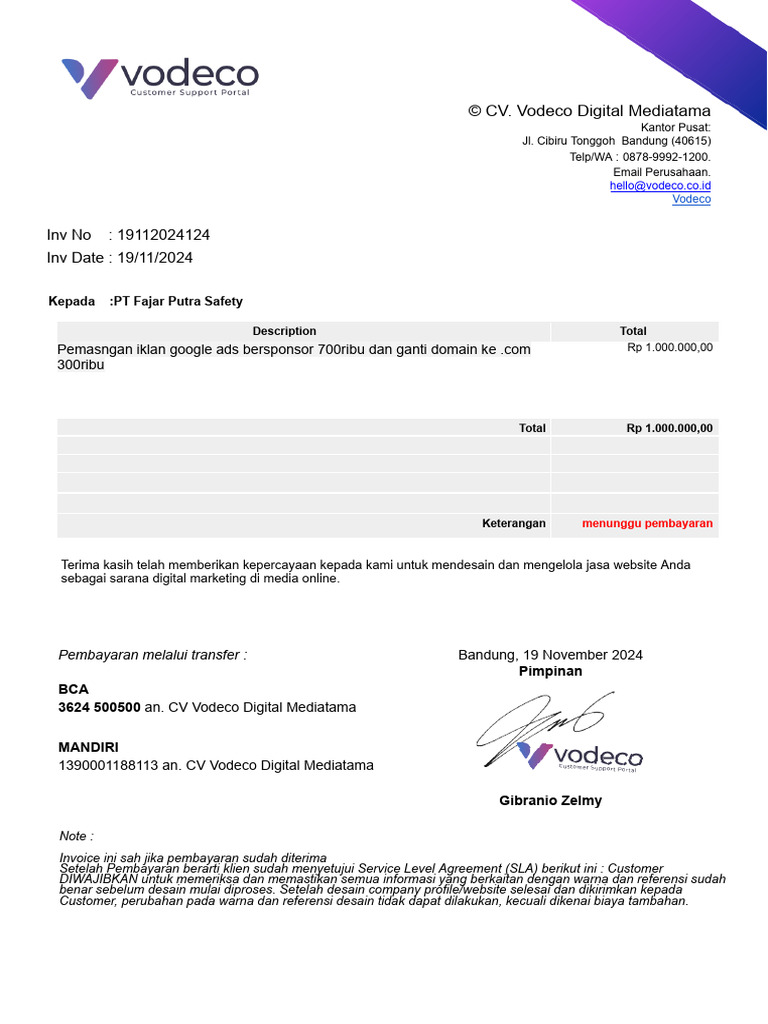 Invoice PT Fajar Putra Safety.docx (1) | PDF