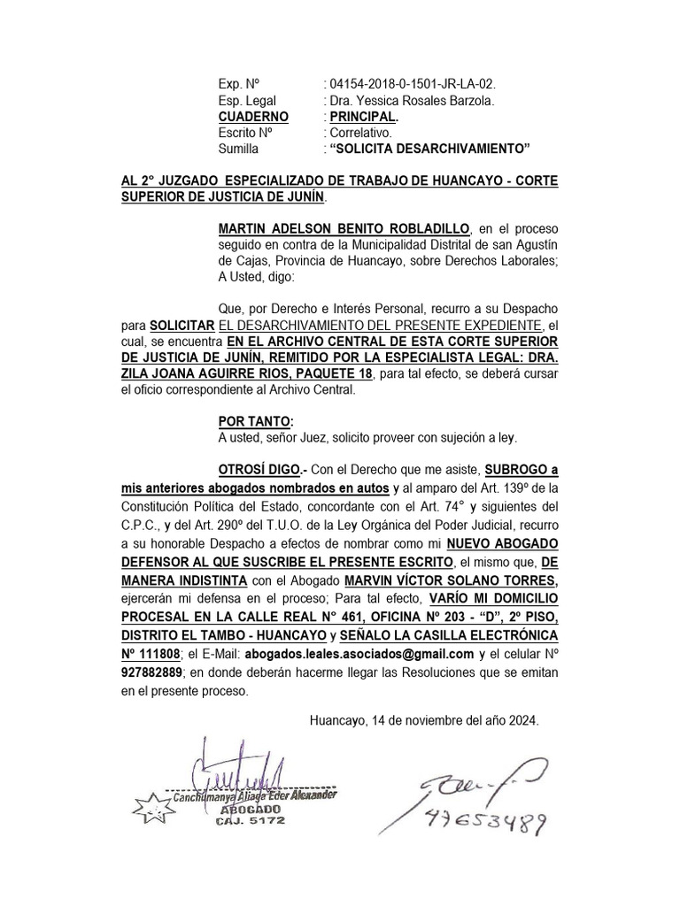 Solicitud de Desarchivamiento Laboral | PDF | Instituciones ...