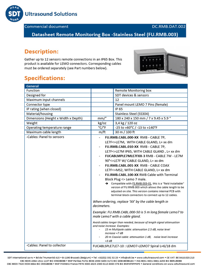 Remote Monitoring Box Steel Datasheet | PDF | Electrical Connector ...