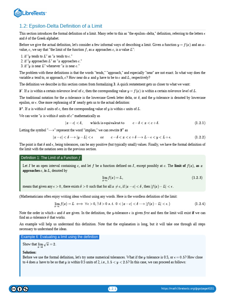 1.02 Epsilon-Delta Definition of A Limit | PDF | Function (Mathematics) | Mathematical Logic