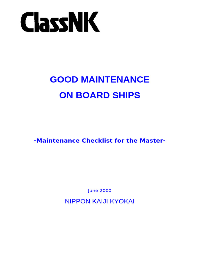 Ship Maintenance Checklist Guide | PDF | Oil Tanker | Ships