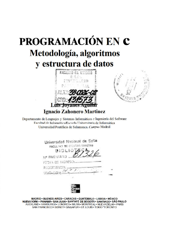 Luis Joyanes Aguilar - Programacion en C Metodologia, Algoritmos y Estructura de Datos | PDF
