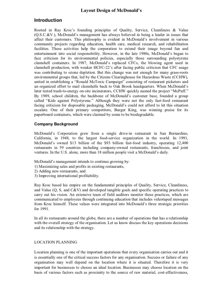Layout Design of McDonald | PDF | Kitchen | Foods