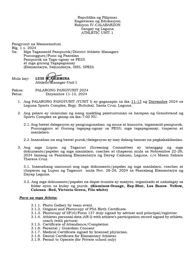 FINAL - Dec - Unit Meet Memo 2024 | PDF