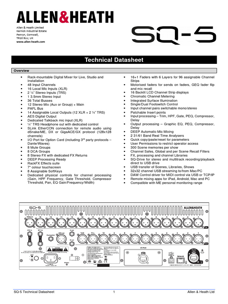 SQ-5-Datasheet (1) | PDF | Computing | Audio Engineering