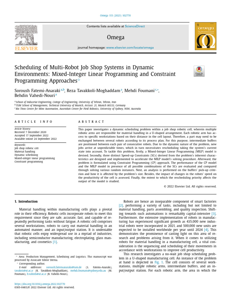 RobotScheduling | PDF | Mathematical Optimization | Linear Programming