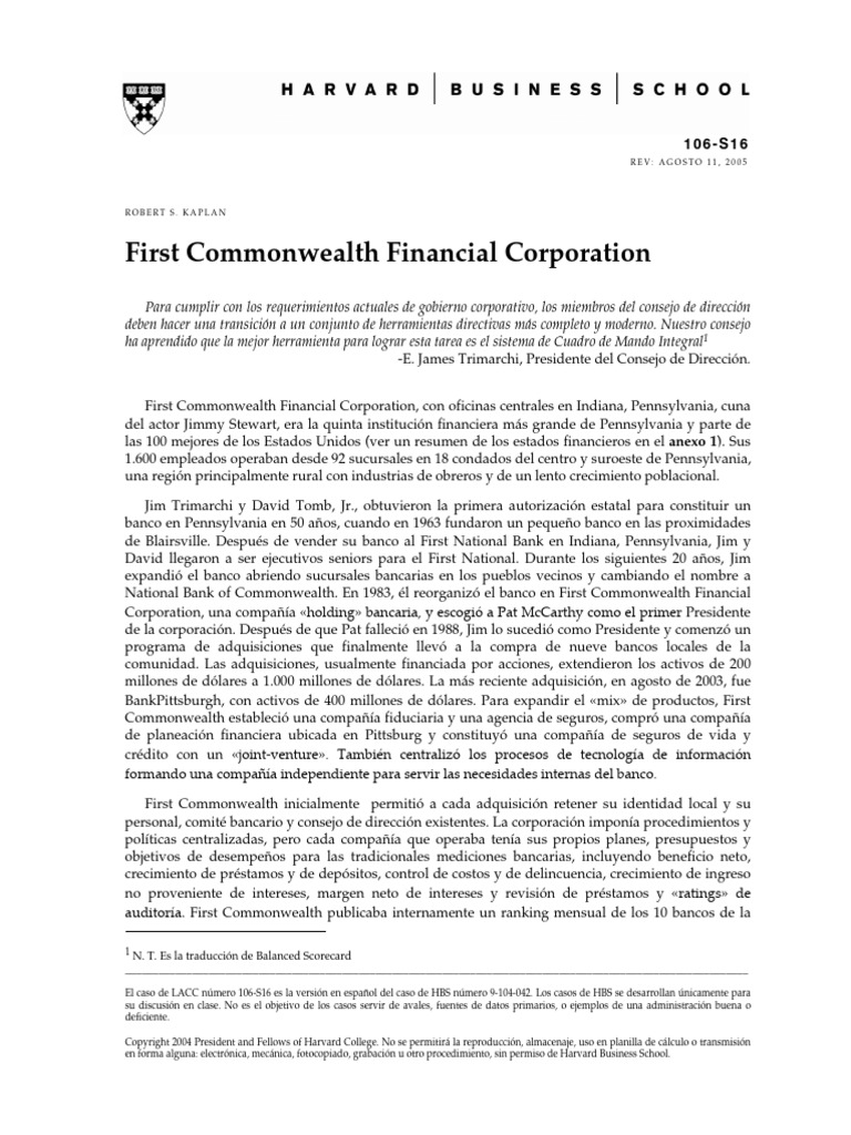 First Commonwealth Financial Corporation | PDF | Bancos | Business