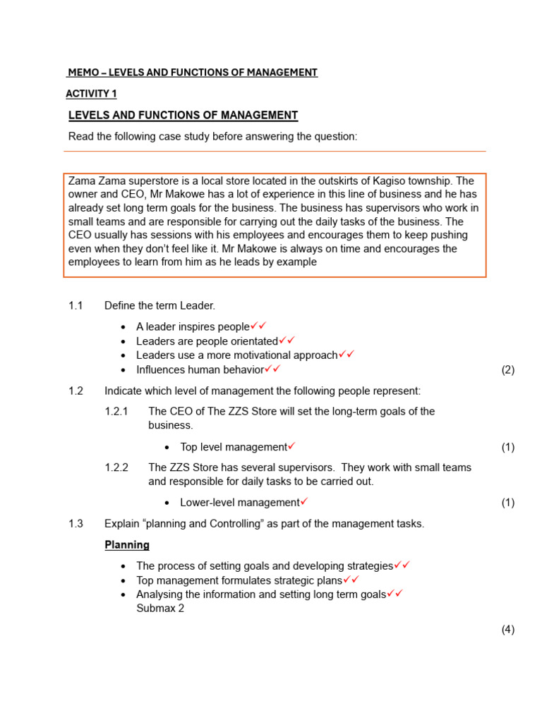 Memo - Levels and functions activities | PDF | Psychology ...