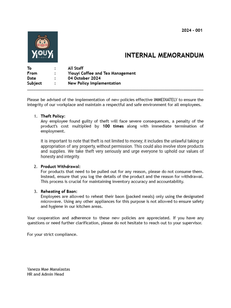 Internal Memorandum 2024 001 (1) | PDF