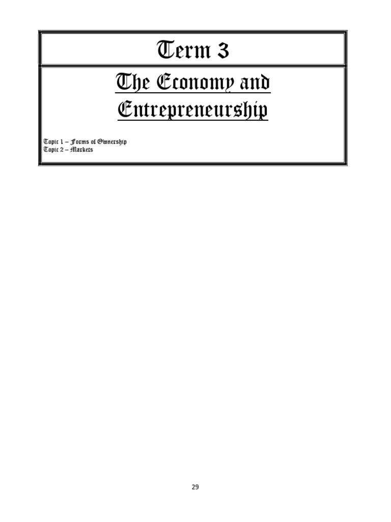 Term 3 - Forms of Ownership Notes | PDF | Unemployment | Partnership