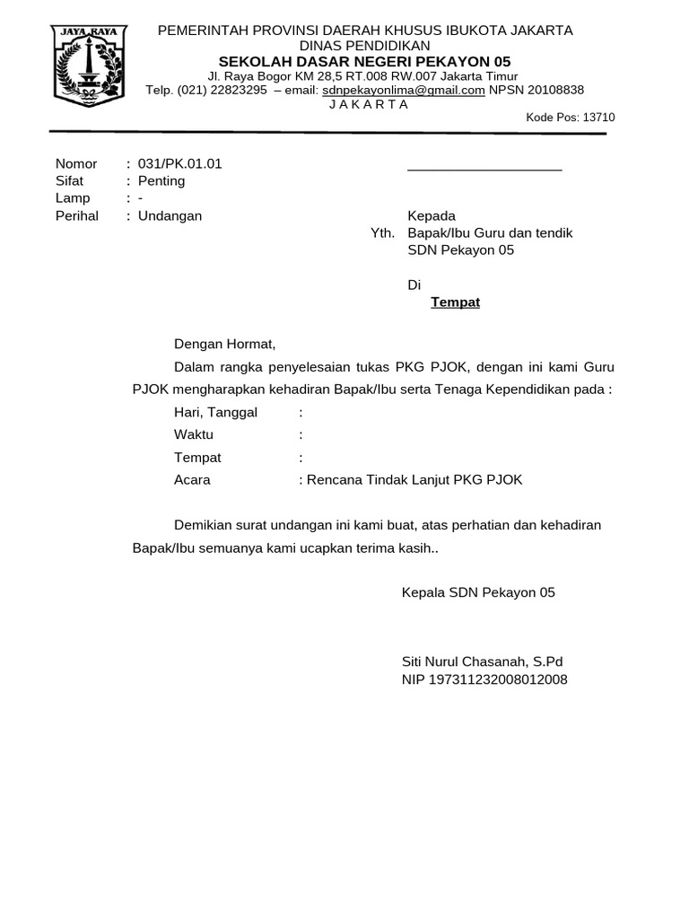 Undangan RTL PKG Pjok | PDF