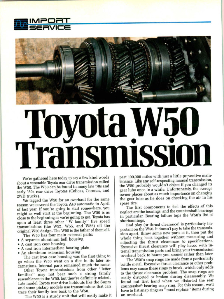 Toyota W50 Transmission | PDF