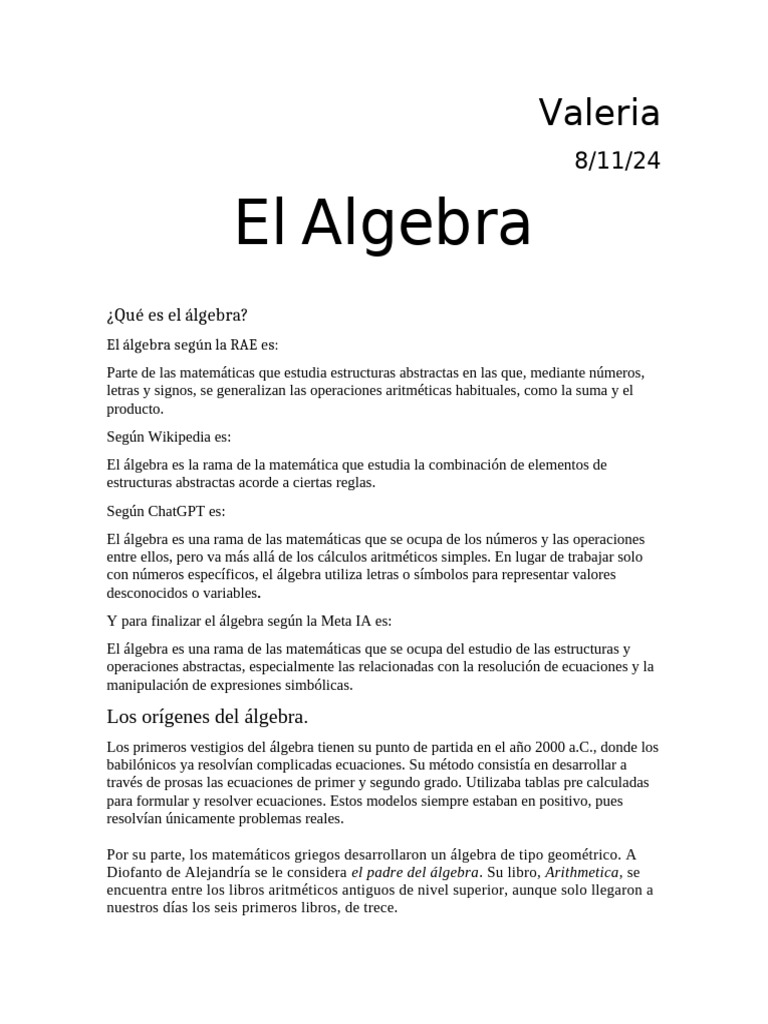 El Algebra | PDF | Álgebra | Ecuaciones