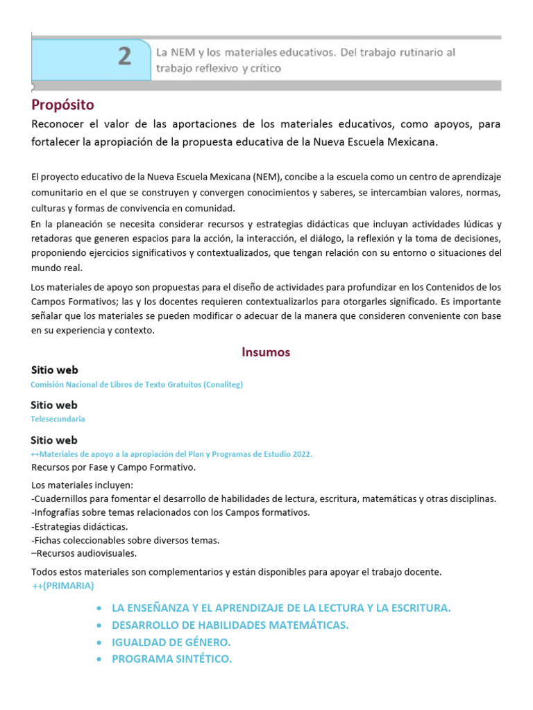 1 Tema 2. La Nem y Los Materiales Educativos | PDF | Enseñando | Aprendizaje