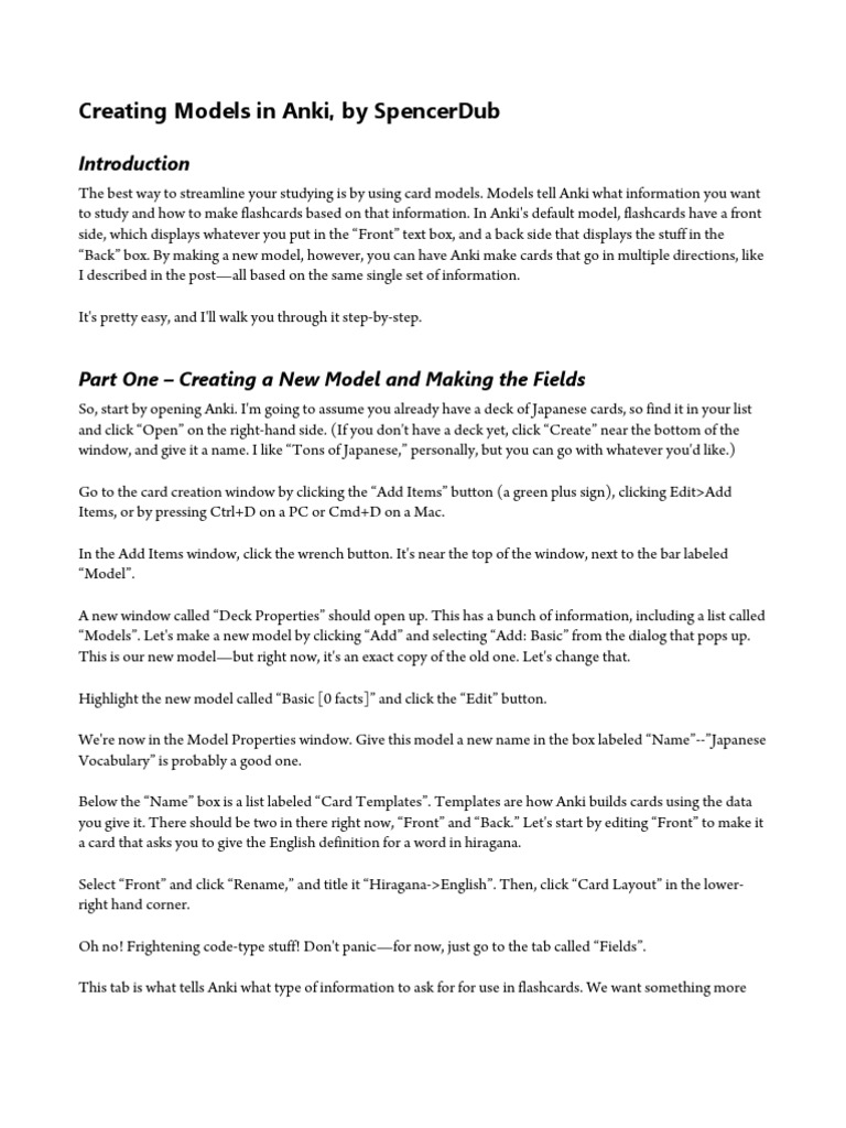Creating Models in Anki | PDF | Kanji | Japanese Language