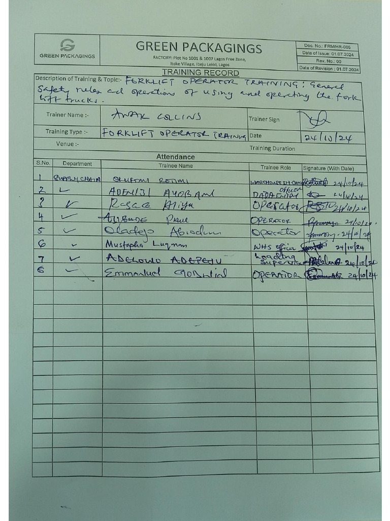 Forklift Truck Operator Training | PDF