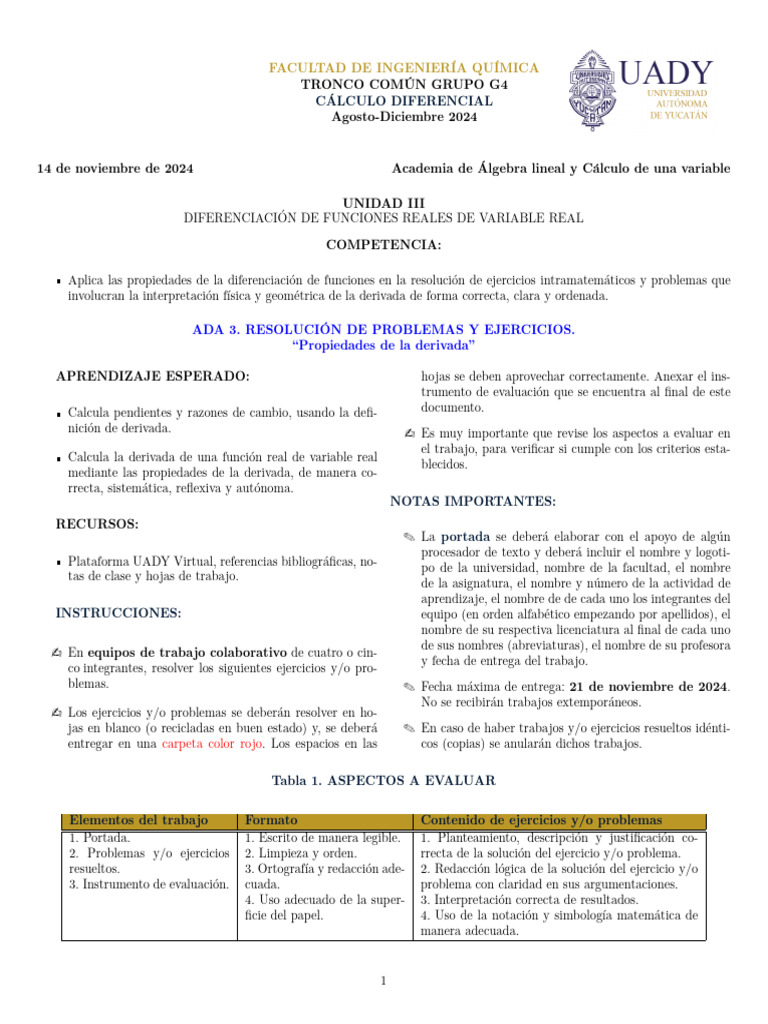 ADA4_Propiedades de la derivada_5ab7d4a6f8ee41f003d85ba7cc887774 | PDF | Derivado | Calculo ...