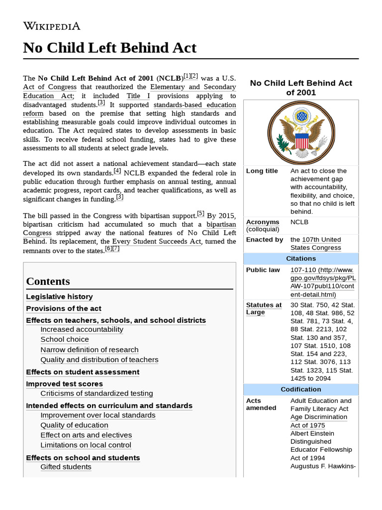 R01 - No - Child - Left - Behind - Act | PDF | No Child Left Behind Act ...