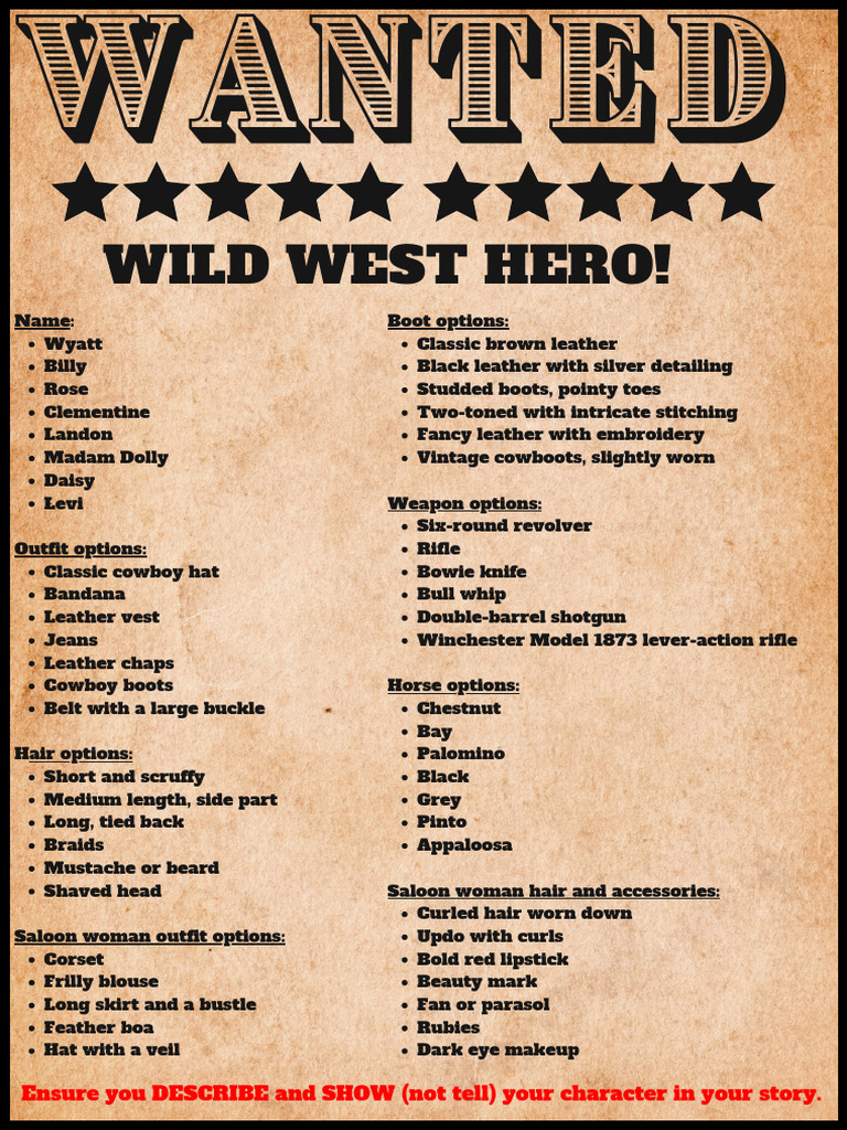 Wild West Character Creation Guide | PDF