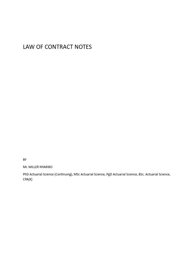 Law of Contract Notes by Miller (2) | PDF | Offer And Acceptance ...