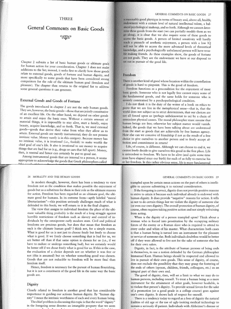 Gomez Lobo, Chapter 3, General Comments On Basic Goods | PDF