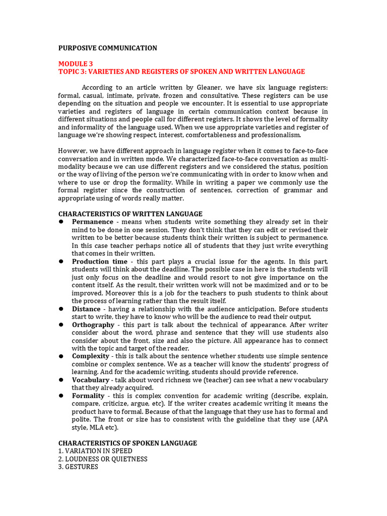 FINAL HANDOUTS - Purposive Communication | PDF | Communication | Cross Cultural Communication