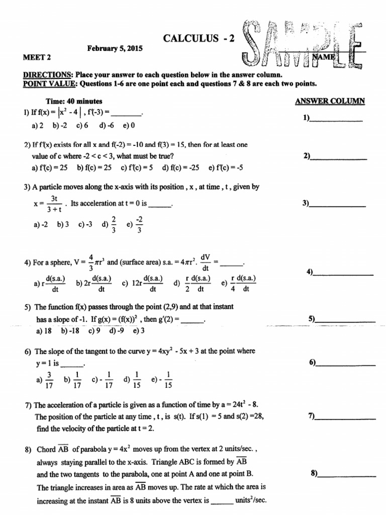 CML Sample Calculus | PDF